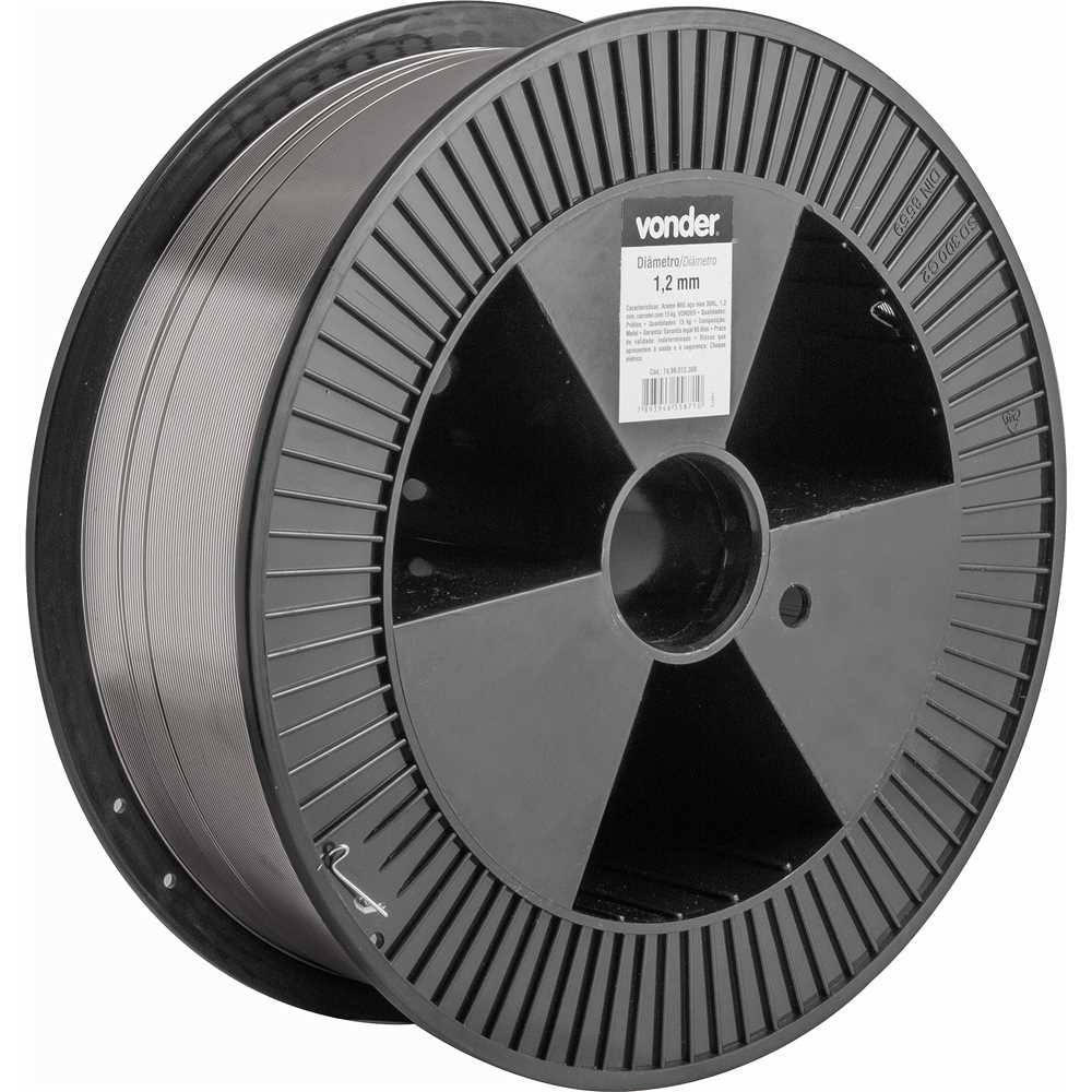 Arame MIG aço inox 308L, 1,2 mm, carretel com 15 kg, - Vonder
